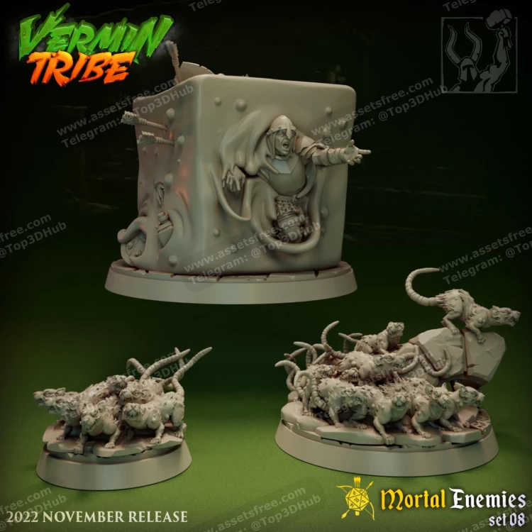 Mortal Enemies – Rat Swarm Cube hollowed > 3D print model > PresetsFX.com