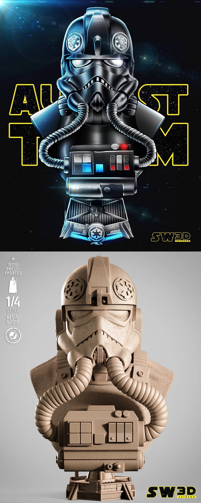 Elite Tie Fighter Pilot Bust STL File > Buy 3D print model Download ...