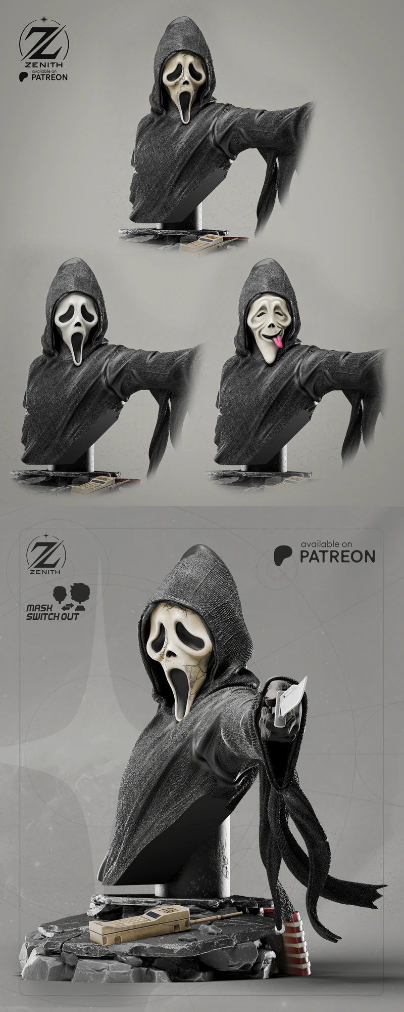 Ghostly Face Bust STL File for 3D Printing > Buy 3D print model ...